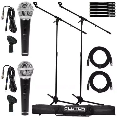 (2) Samson M10 Dynamic Vocal Mics with Tripod Stands | IDJNOW