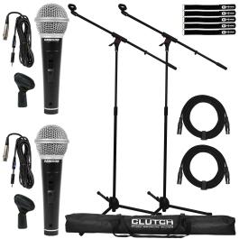 (2) Samson M10 Dynamic Vocal Mics with Tripod Stands | IDJNOW