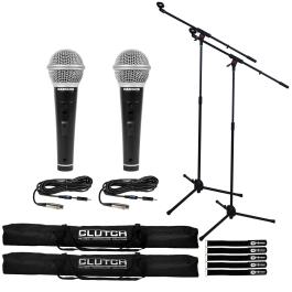 (2) Samson M10 Vocal Microphones with Boom Stands | IDJNOW
