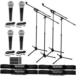 (4) Samson M10 Vocal Microphones with Boom Stands | IDJNOW