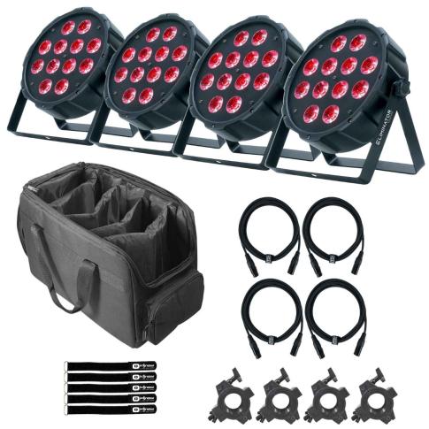 (4) Eliminator Lighting LP 12 Hex LED Pars with Bag | IDJNOW