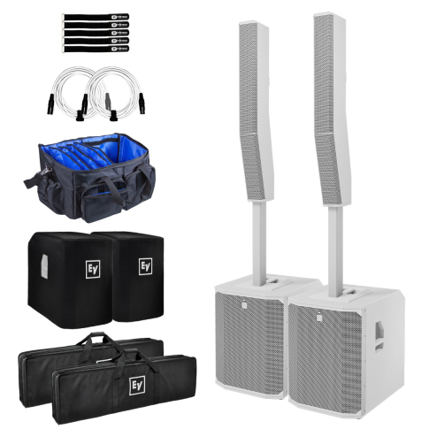 2x Electro-Voice EVOLVE 90 White Column Speakers with Covers