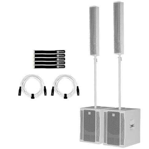 2x RCF EVOX 12 WHT PA Systems in White with Cables | IDJNOW