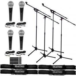 (4) Samson M10 Vocal Microphones with Boom Stands | IDJNOW