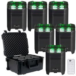 (6) ADJ Element HEX IP54-Rated Powered LED Pars with Case | IDJNOW