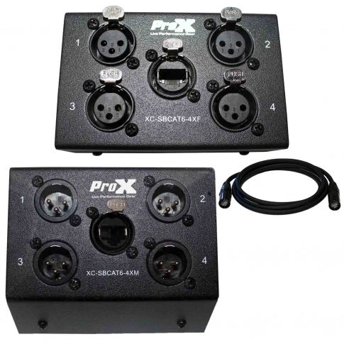 (2) ProX 4 Channel Cat6 Snake Boxes with 100FT Cable | IDJNOW