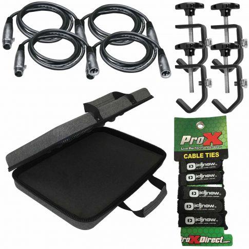 (4) 25FT 3-Pin DMX Light Cables with Clamps & Case | IDJNOW